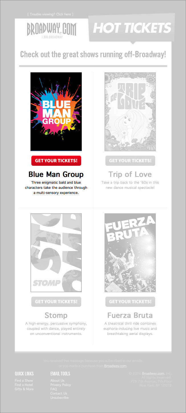 Hot Tickets Inclusion Preview | Ad Specs | Advertising | Broadway.com